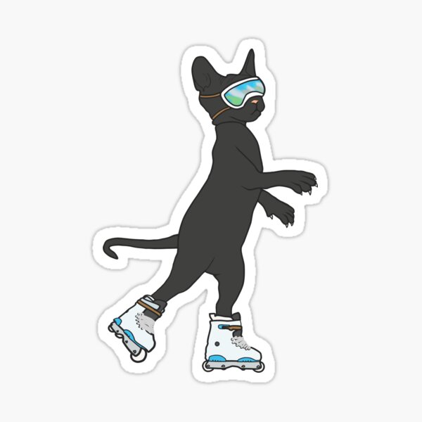 " Sphynx Cat Rollerblading x Black" Sticker for Sale by MarinaGorban ...