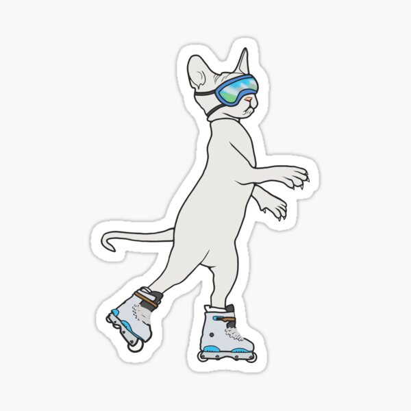 "Sphynx Cat Rollerblading x White" Sticker for Sale by MarinaGorban ...