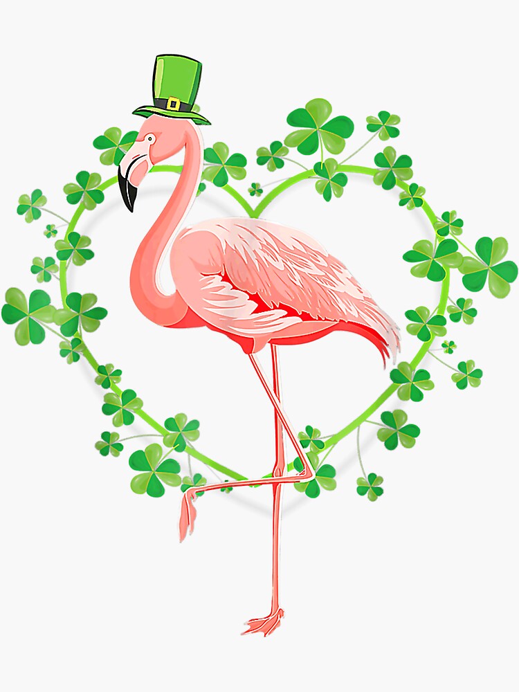 "Irish Flamingo Green Saint Patrick Day 2022 Lucky St Pattys" Sticker ...