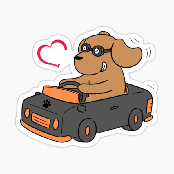 "Dog Driving A Car" Sticker by SDapparel | Redbubble