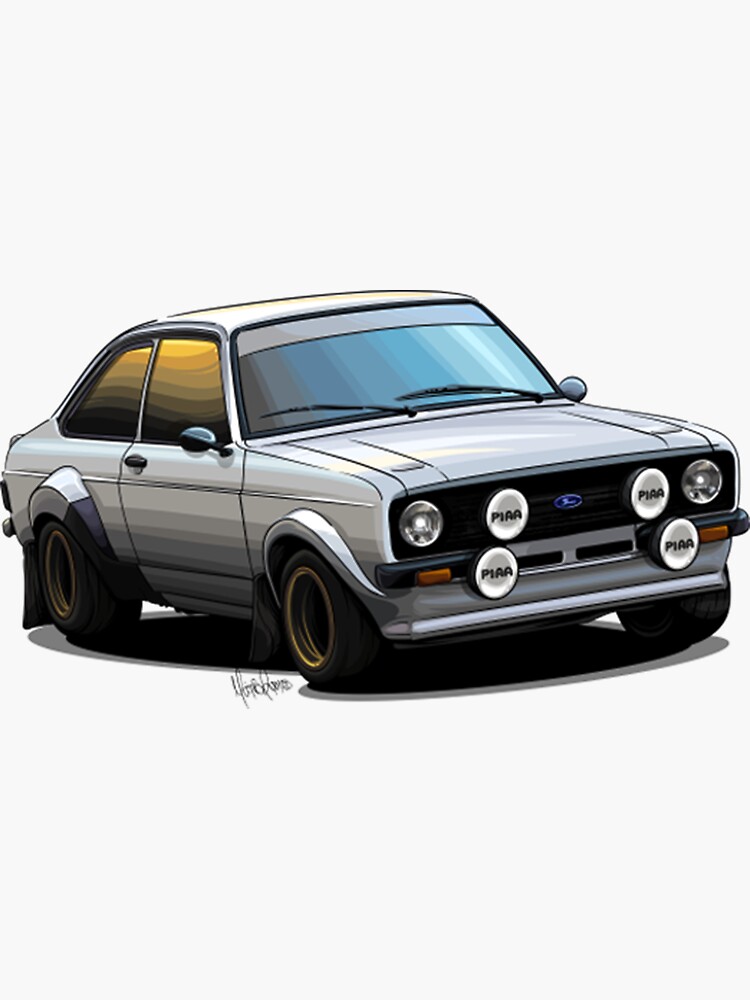 "Ford Escort MK2 Rally - Illustration ming" Sticker by DavidFoste ...