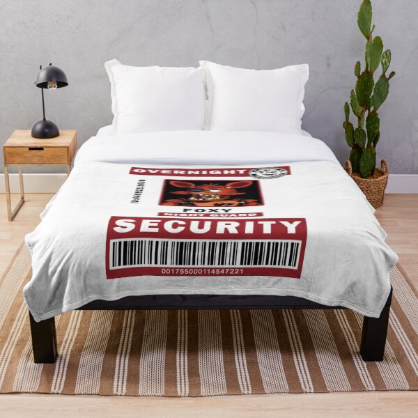 "Overnight Security Foxy Night Guard Barcode" Throw Blanket for Sale by ...