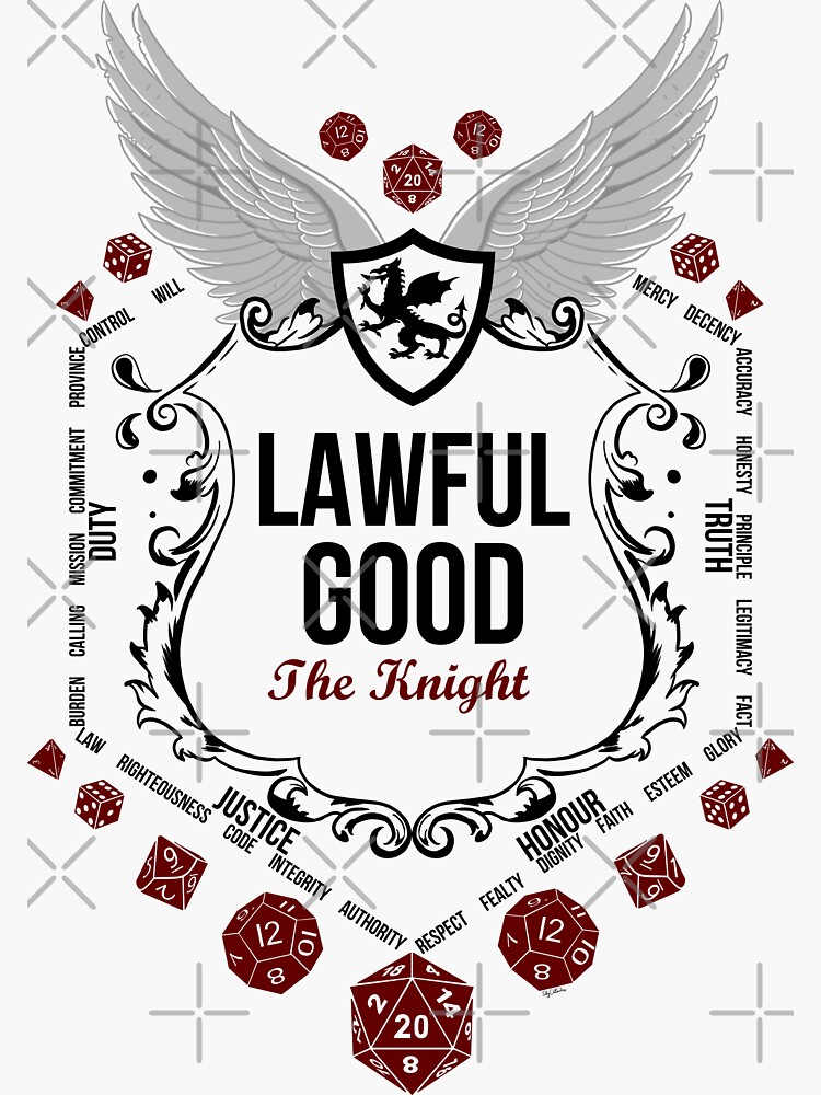 "Lawful Good - Black: Alignment Series" Sticker for Sale by Milmino ...