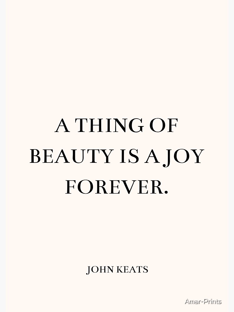 "John Keats - A thing of beauty is a joy forever." Sticker for Sale by ...