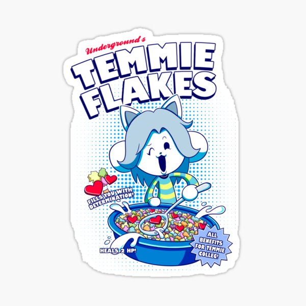 "Temmie Flakes!" Sticker for Sale by watermelonium | Redbubble