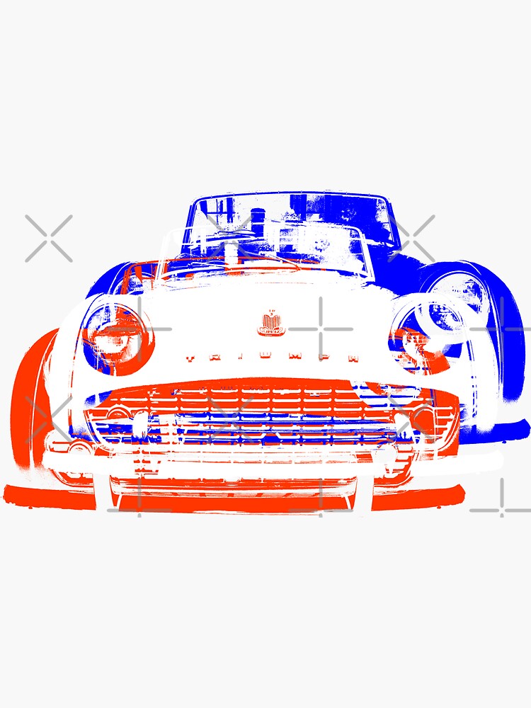 "Triumph TR3 British classic car monoblock red white blue" Sticker for ...
