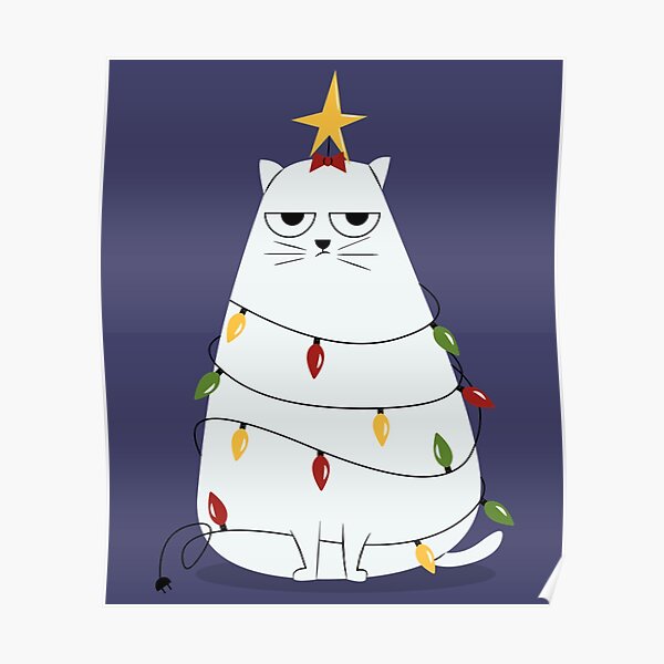 "Grumpy Christmas Cat " Poster for Sale by LuluJanool | Redbubble