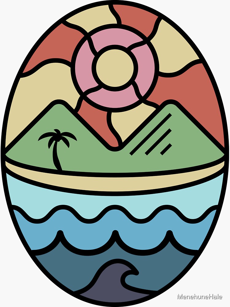 "Island Landscapes with Black Outline" Sticker by MenehuneHale | Redbubble
