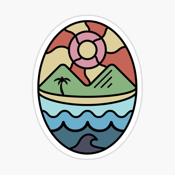 "Island Landscapes with Black Outline" Sticker by MenehuneHale | Redbubble