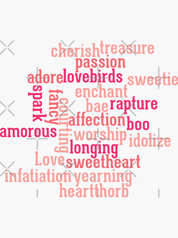 "Love expressions in words, love word collage" Sticker for Sale by ...