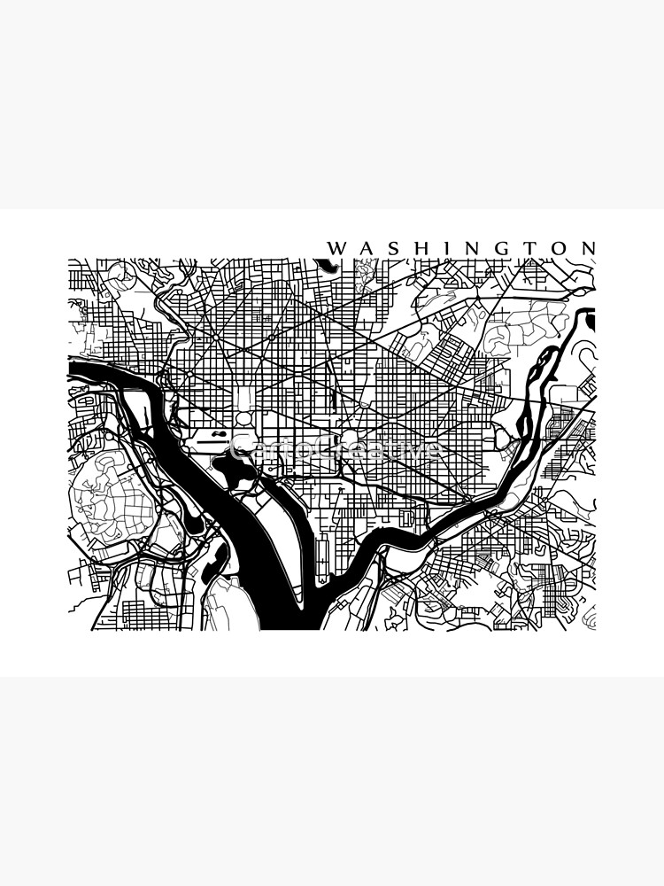"Washington DC Black and White Map Art" Canvas Print by CartoCreative ...