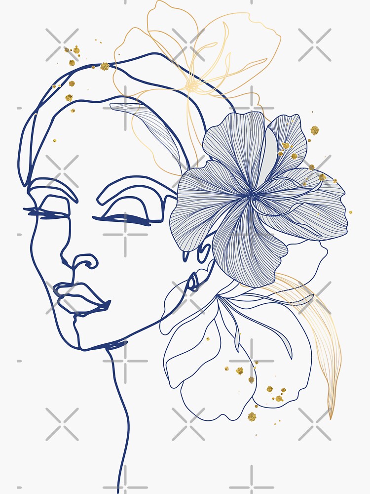 "line art portrait of a lady nymph" Sticker for Sale by Best-Designers ...
