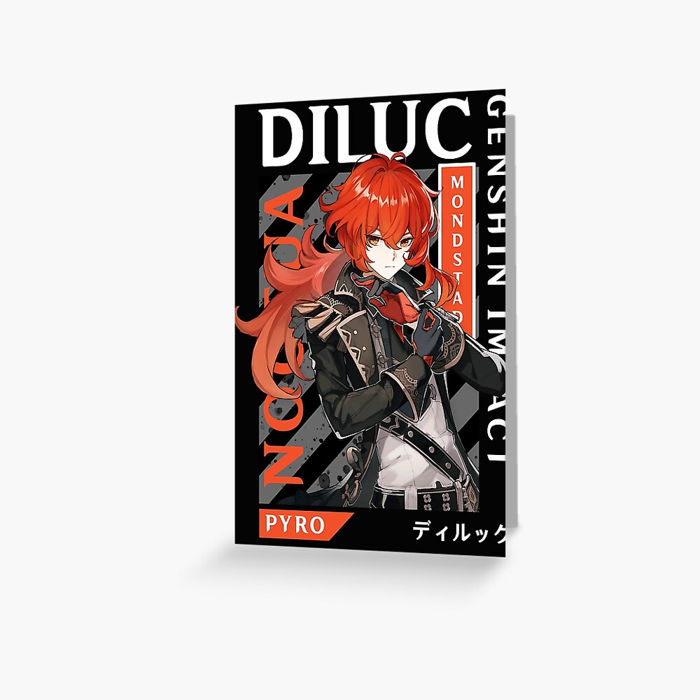 "Diluc Genshin Impact" Greeting Card for Sale by Shingeek | Redbubble
