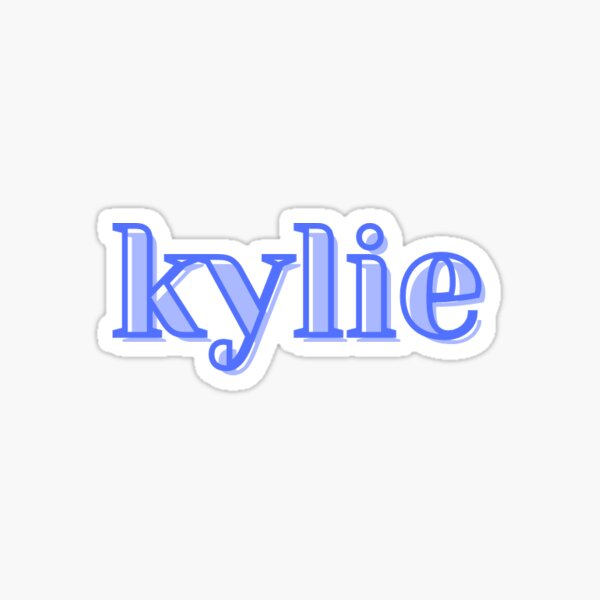 "kylie name in all lowercase with blue splice and light blue background ...