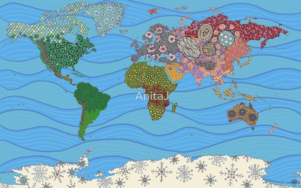 "World Map doodles" by AnitaJ | Redbubble