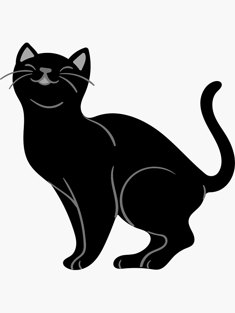 "Smiling Black Cat Sticker " Sticker by Chakibshop | Redbubble