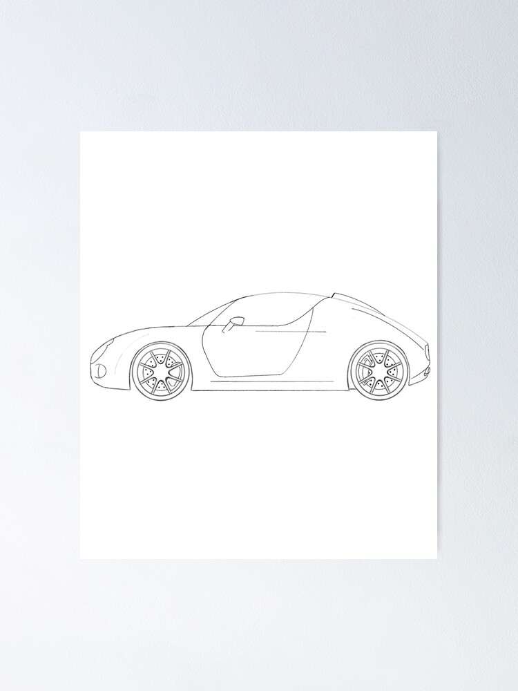 "Car technical drawing - Coupe" Poster for Sale by qlobba | Redbubble