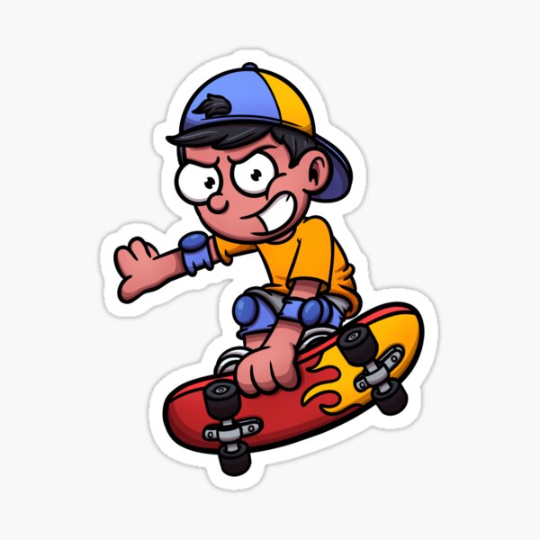 "Cool Teenage Boy Skateboarding " Sticker for Sale by TheMaskedTooner ...