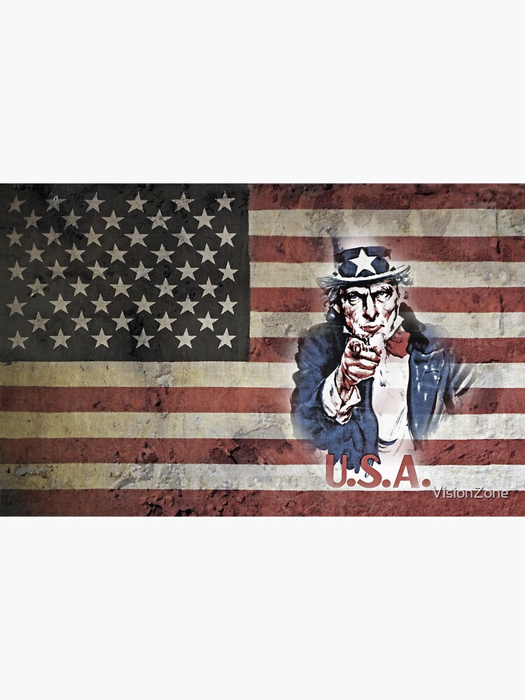 "US Flag with Uncle Sam." Sticker by VisionZone | Redbubble