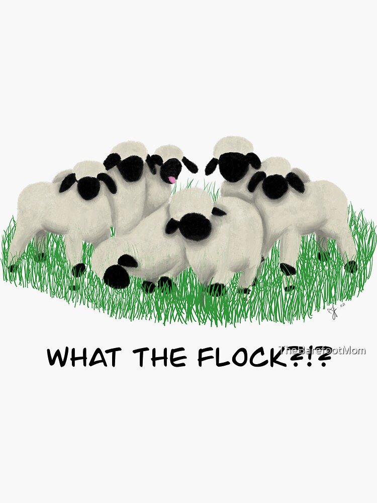 "What the flock?" Sticker by TheBarefootMom | Redbubble