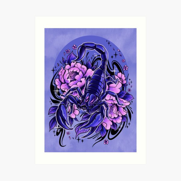 "Purple Scorpion " Art Print for Sale by retkikosmos | Redbubble