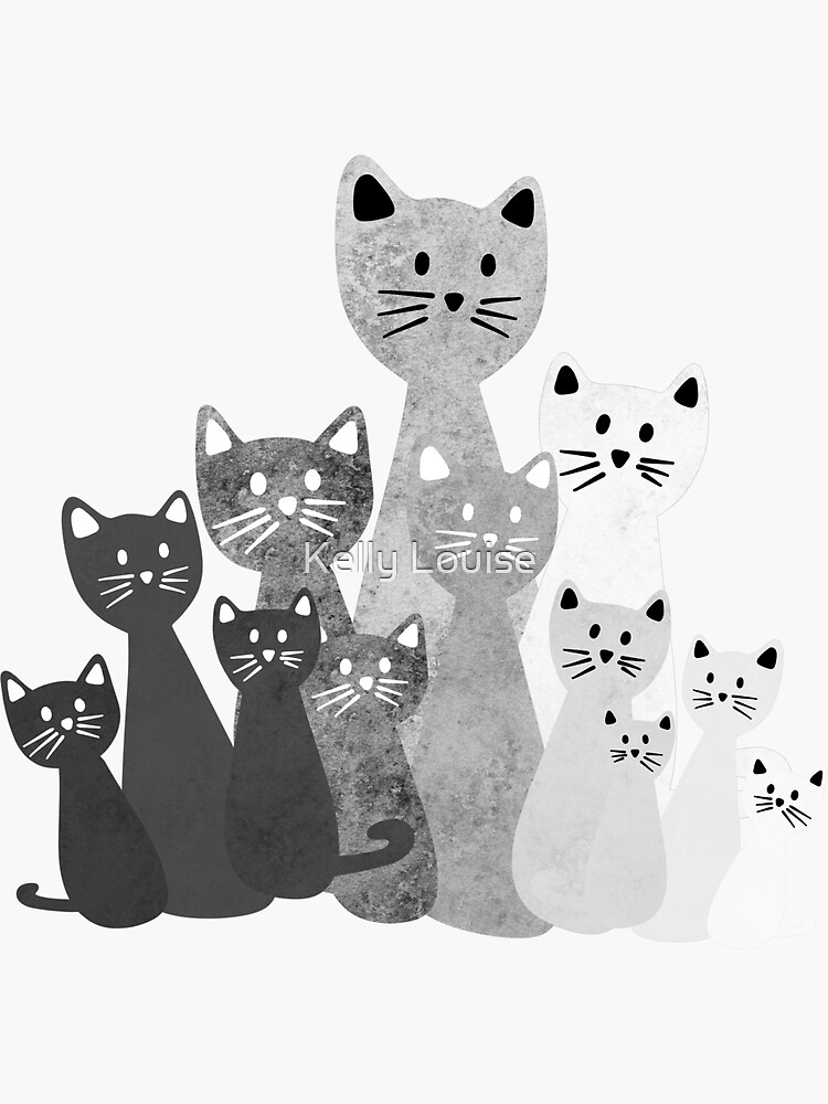 "Group of Cats" Sticker for Sale by kellylouisev | Redbubble