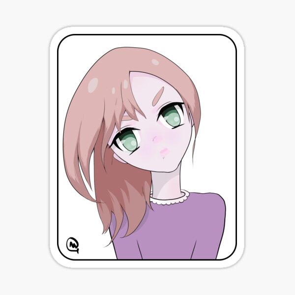 "Anime Girl Sketch Cartoon Japan Red" Sticker for Sale by MarinaGorban ...