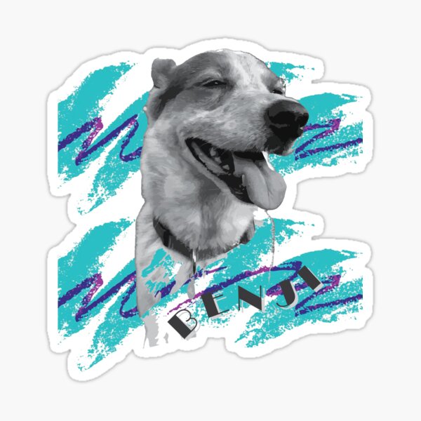 "Benji Dog with cup patern" Sticker by msthatch | Redbubble