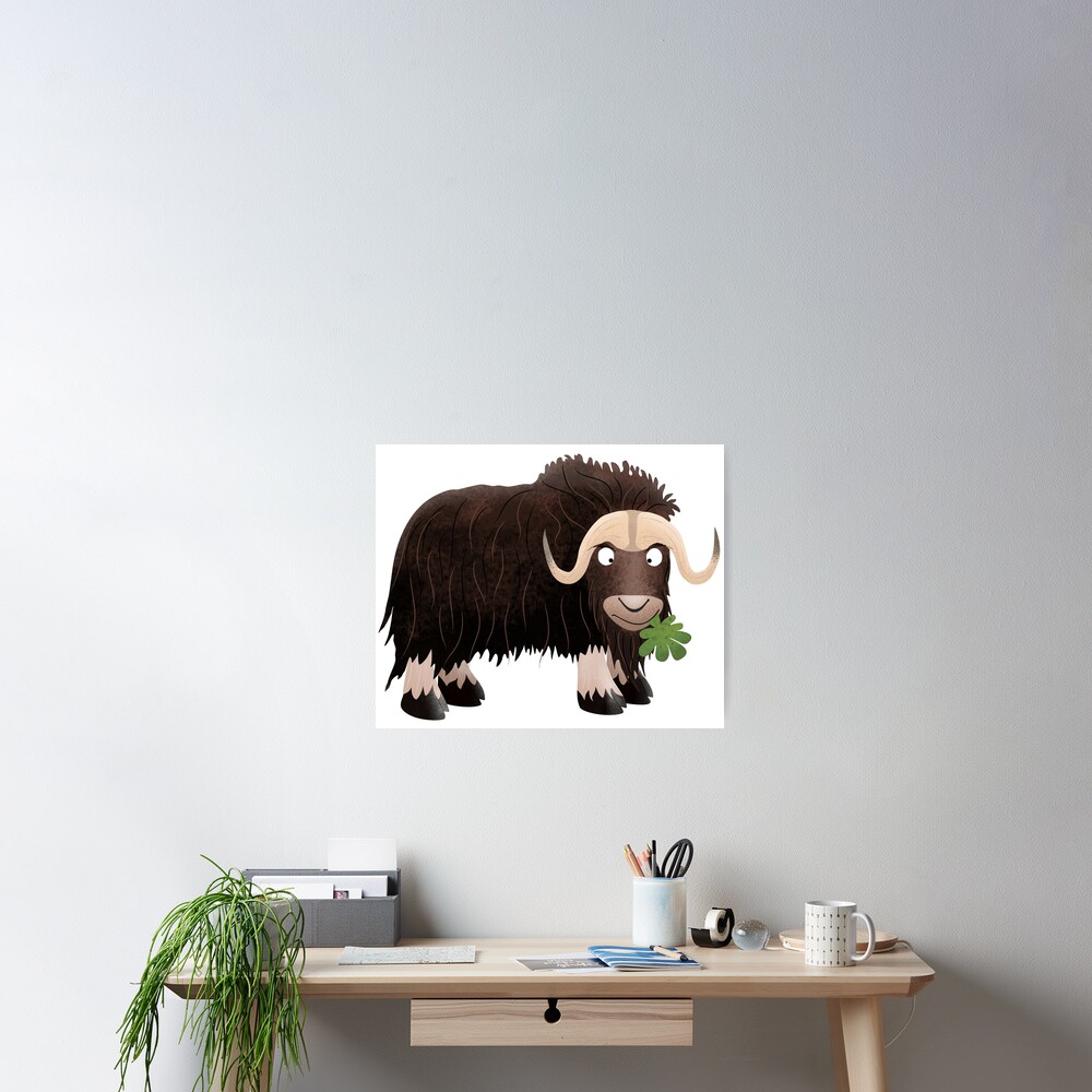 "Funny musk ox cartoon illustration" Poster for Sale by FrogFactory ...