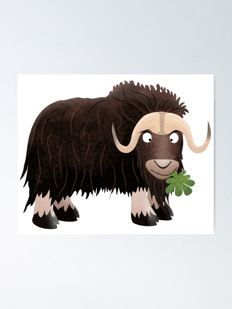 "Funny musk ox cartoon illustration" Poster for Sale by FrogFactory ...