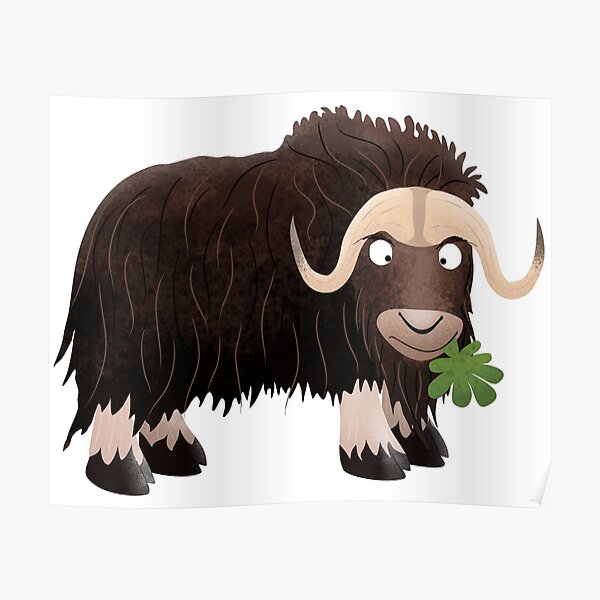 "Funny musk ox cartoon illustration" Poster for Sale by FrogFactory ...