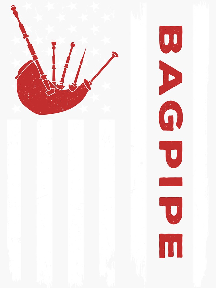 "Bagpipe Instrument American Flag" Sticker by Mnightsa | Redbubble