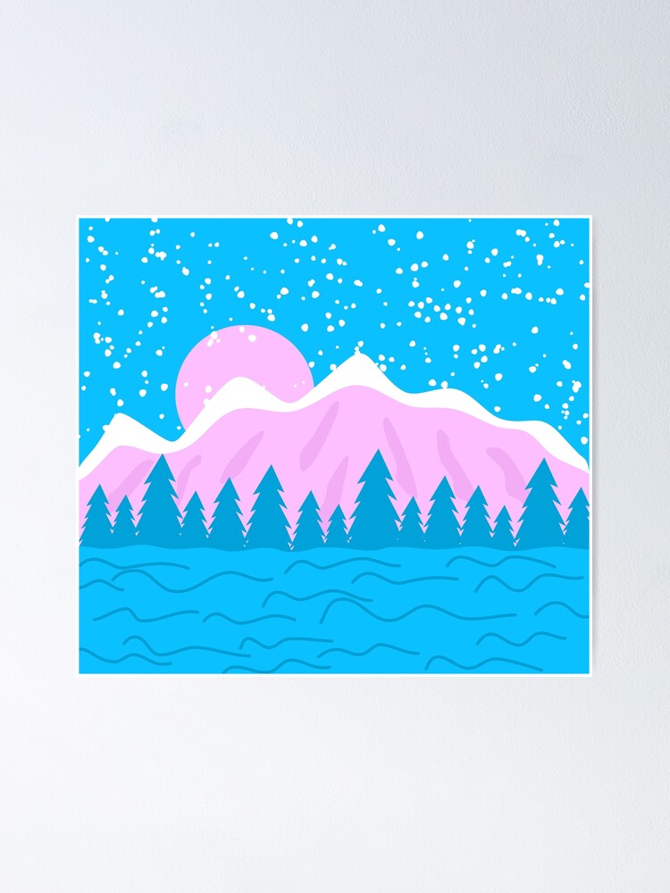 "Transgender Pride Flag Mountain Landscape Snow Lake Sunset" Poster for ...