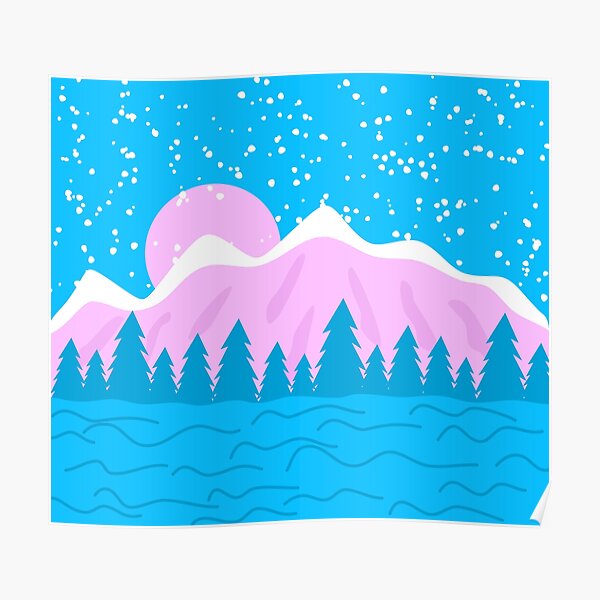 "Transgender Pride Flag Mountain Landscape Snow Lake Sunset" Poster for ...