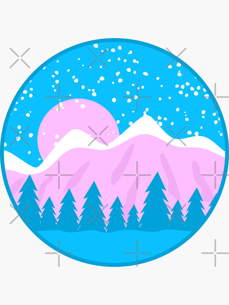 "Transgender Pride Flag Mountain Landscape Snow Lake Sunset" Sticker ...
