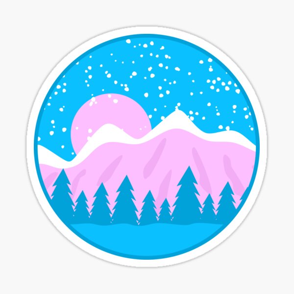 "Transgender Pride Flag Mountain Landscape Snow Lake Sunset" Sticker ...
