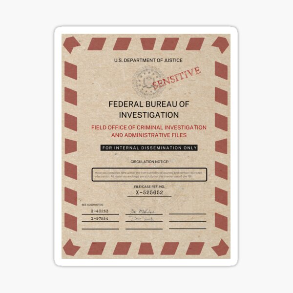 "Top Secret FBI X-Files ? Folder" Sticker for Sale by glowterra | Redbubble