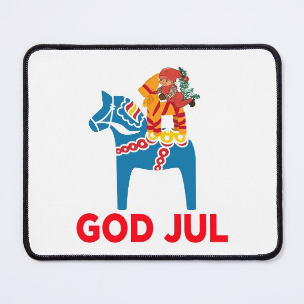 "God Jul Merry Christmas Dala Horse Tomte Julbock Straw Goat" Mouse Pad ...