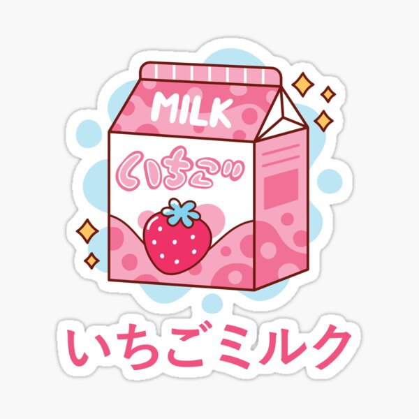 "Strawberry Milk Kawaii Japanese Anime " Sticker by Star5sixx | Redbubble