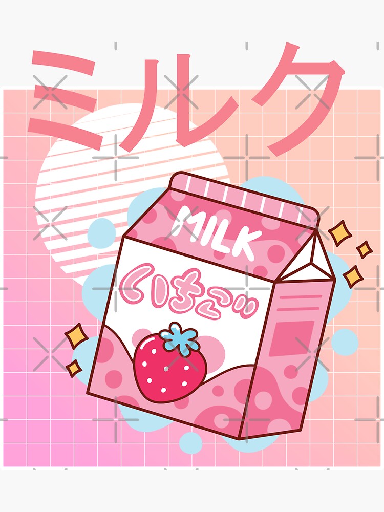 "Strawberry Milk Kawaii Japanese Anime " Sticker for Sale by Star5sixx ...