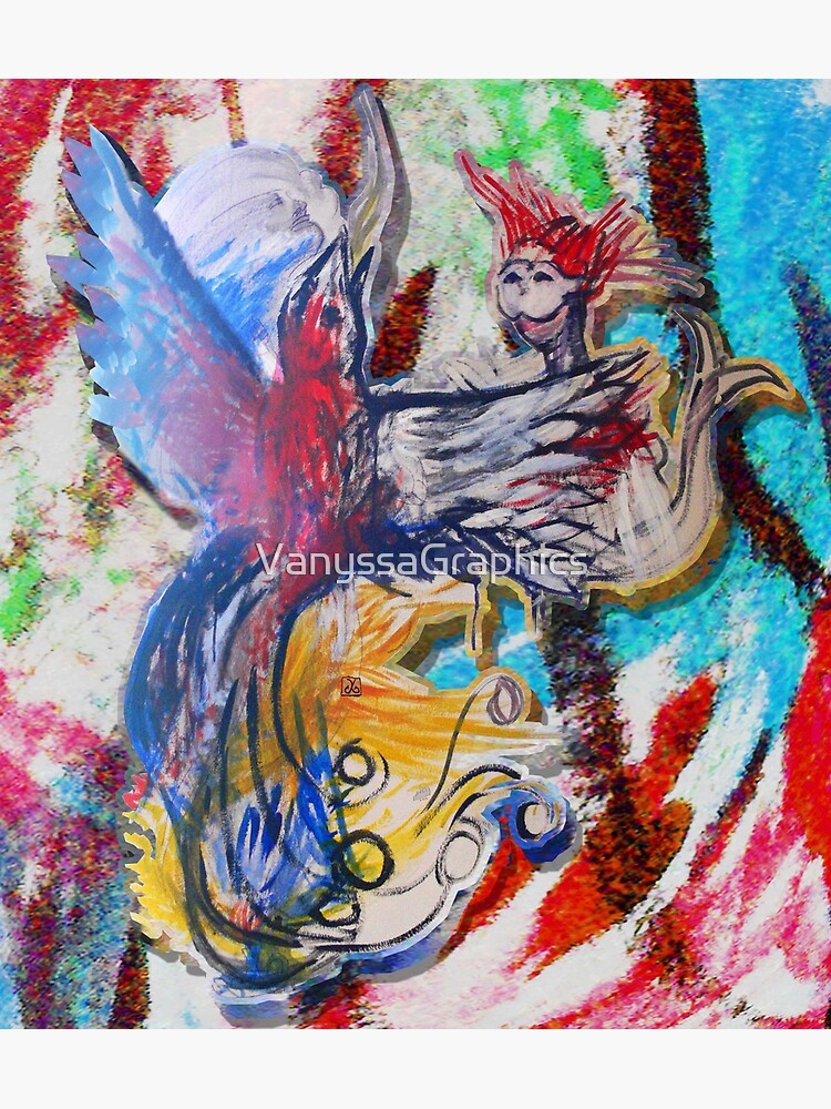 "Phoenix Rising and Masked Mermaid (Original Drawing by ACCI)" Poster ...