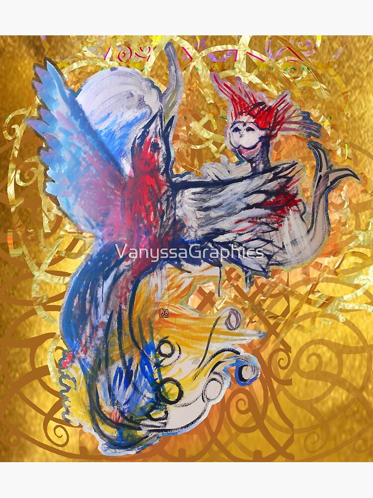 "Phoenix Rising and Masked Mermaid (Original Drawing by ACCI)" Poster ...