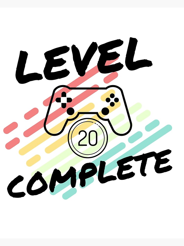 "Level 20 Unlocked Shirt Funny Video Gamer 20th Birthday" Poster for ...