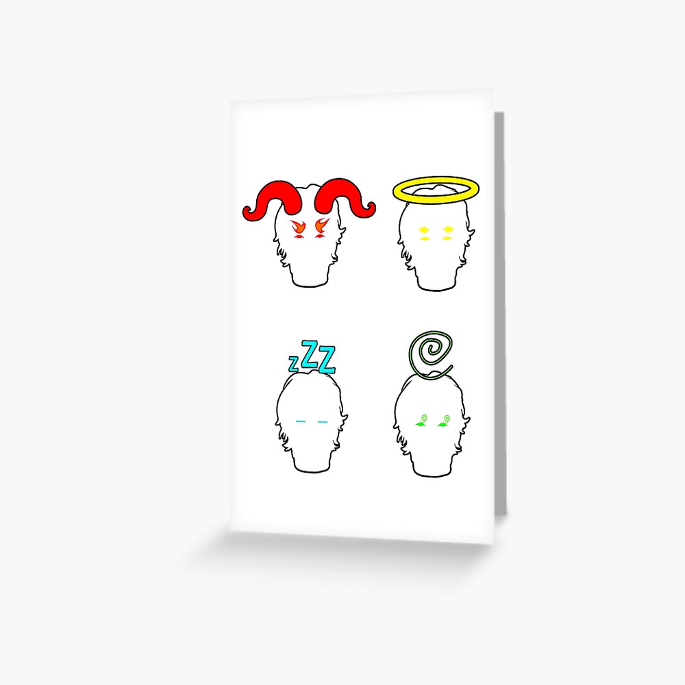 "Angry Dizzy Angel Demonic Sleepy Innocent Human Moods Pack" Greeting ...