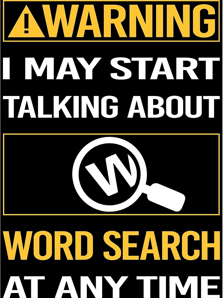 "Funny Warning Word Search" Poster for Sale by FulviaContreras | Redbubble