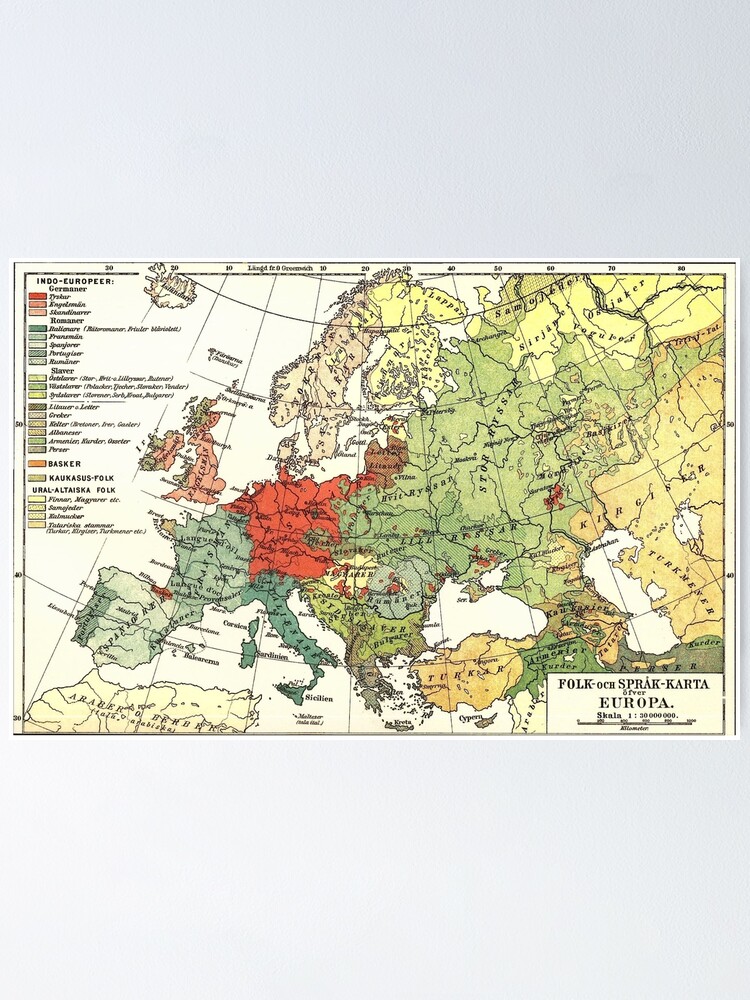 "Map Print: Linguistic map of Europe, 1907." Poster for Sale by ...