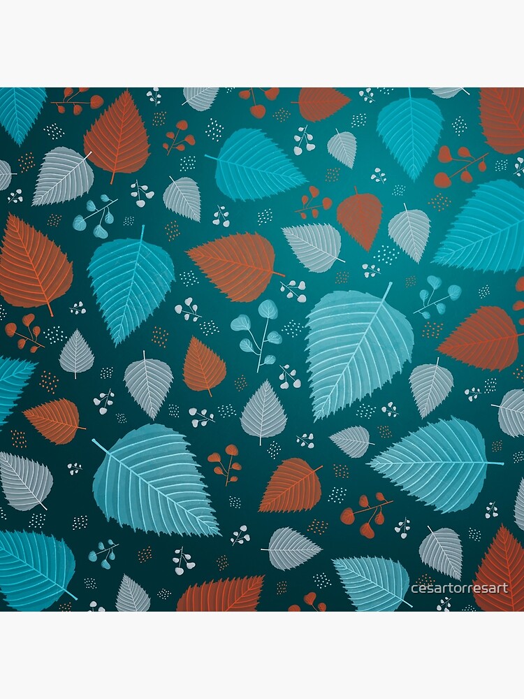 "Floral Orange Blue Aspen Tree Leaves" Poster for Sale by ...