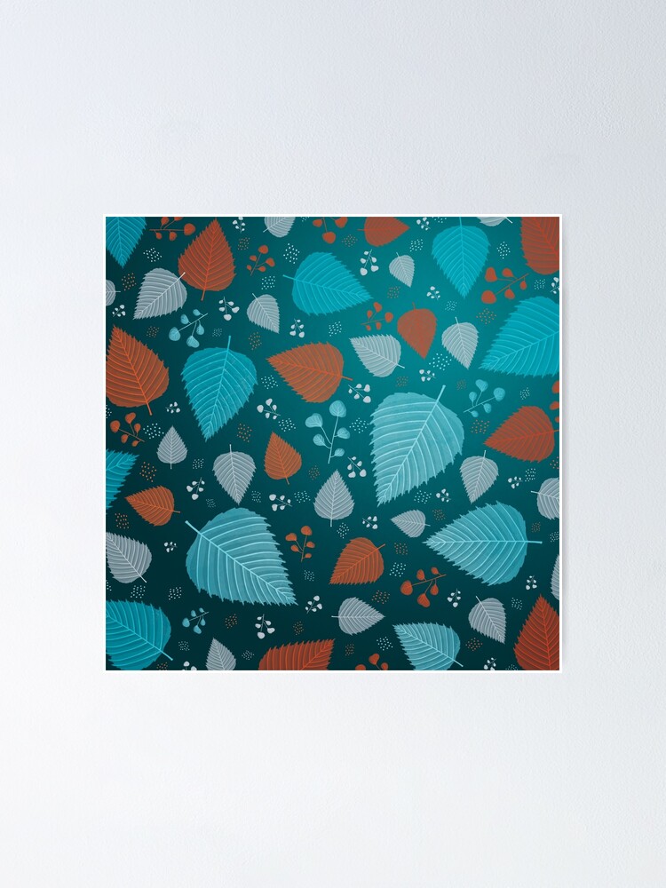 "Floral Orange Blue Aspen Tree Leaves" Poster for Sale by ...