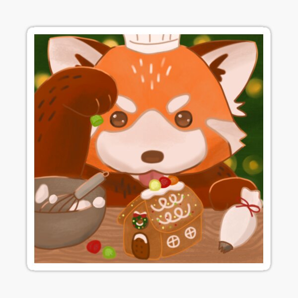 "A Red Panda Decorating a Gingerbread House on Christmas in Front of a ...