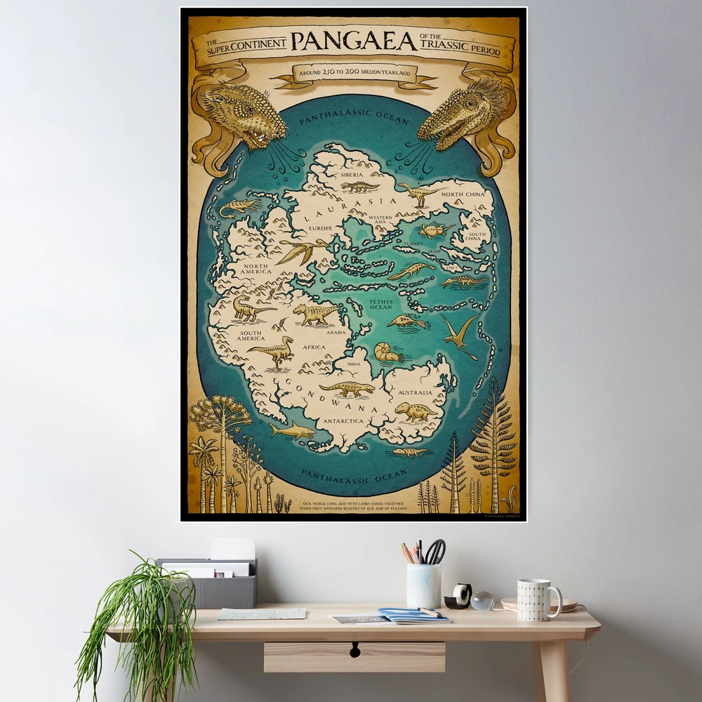 Map Of The Supercontinent Pangaea Poster Maps Earth And Prehistoric